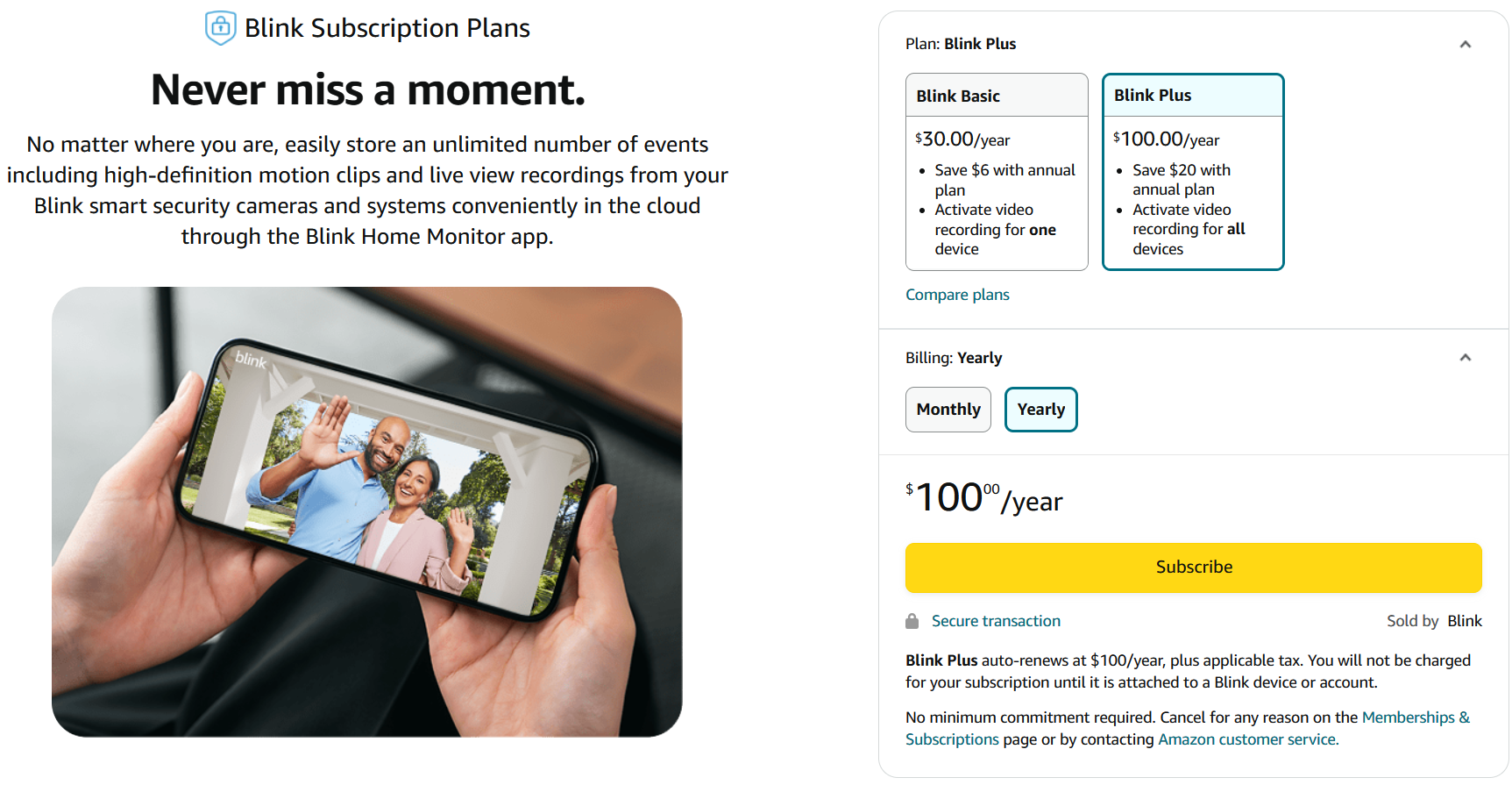 Purchasing A Blink Subscription Plan Through Amazon Blink Support Purchasing A Blink Subscription Plan Through Amazon Blink Support
